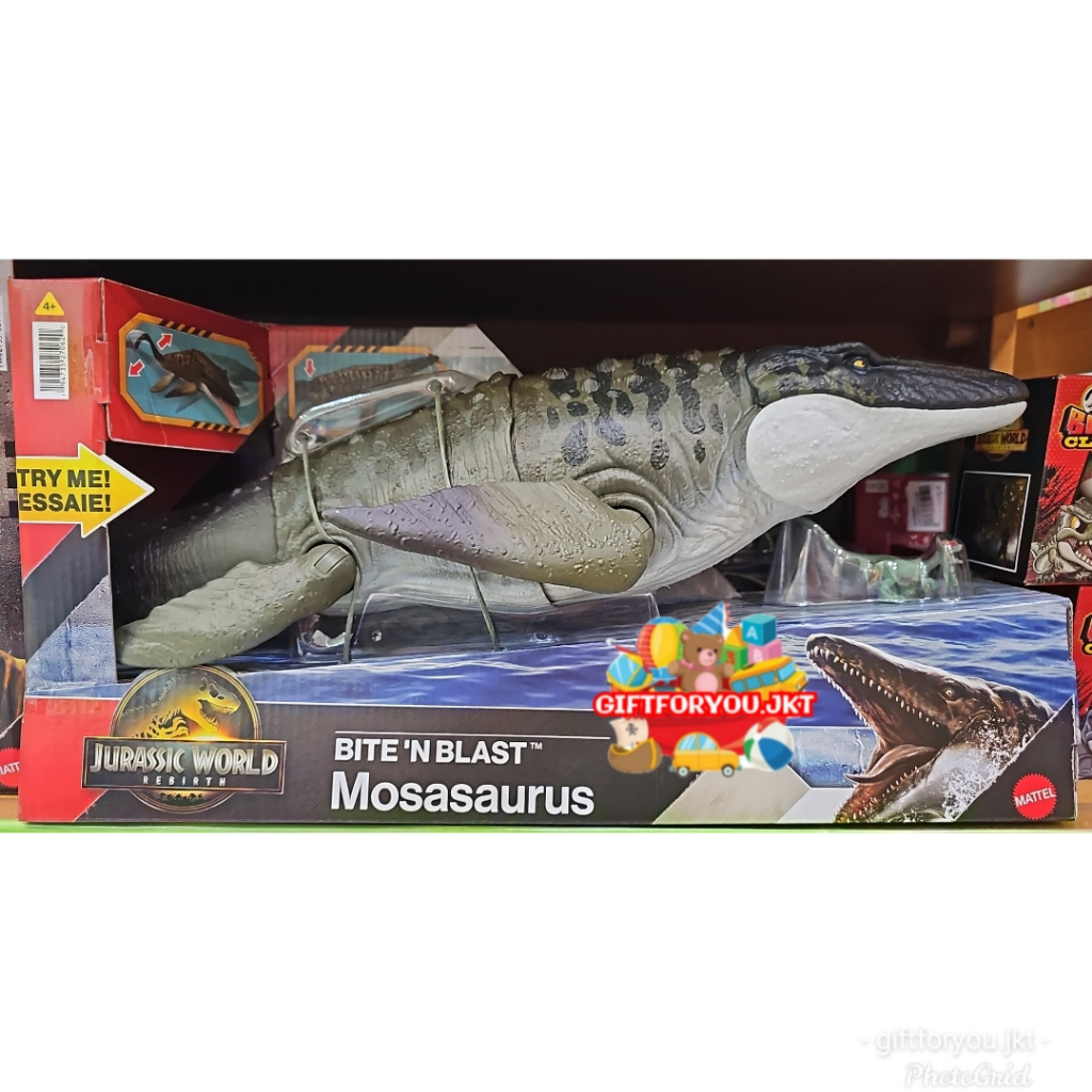 Jurassic World Rebirth Bite N Blast Mosasaurus Action Figure Mini ...