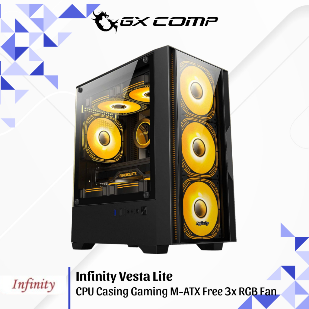 Infinity Vesta Lite Free 4x RGB Fan | ATX Micro Gaming Case CPU | M-ATX ...