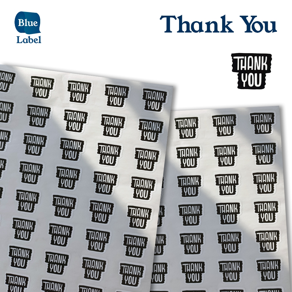 Blue Label Sticker 'Thank You' Chromo material, size 2x2 cm | Thank You ...