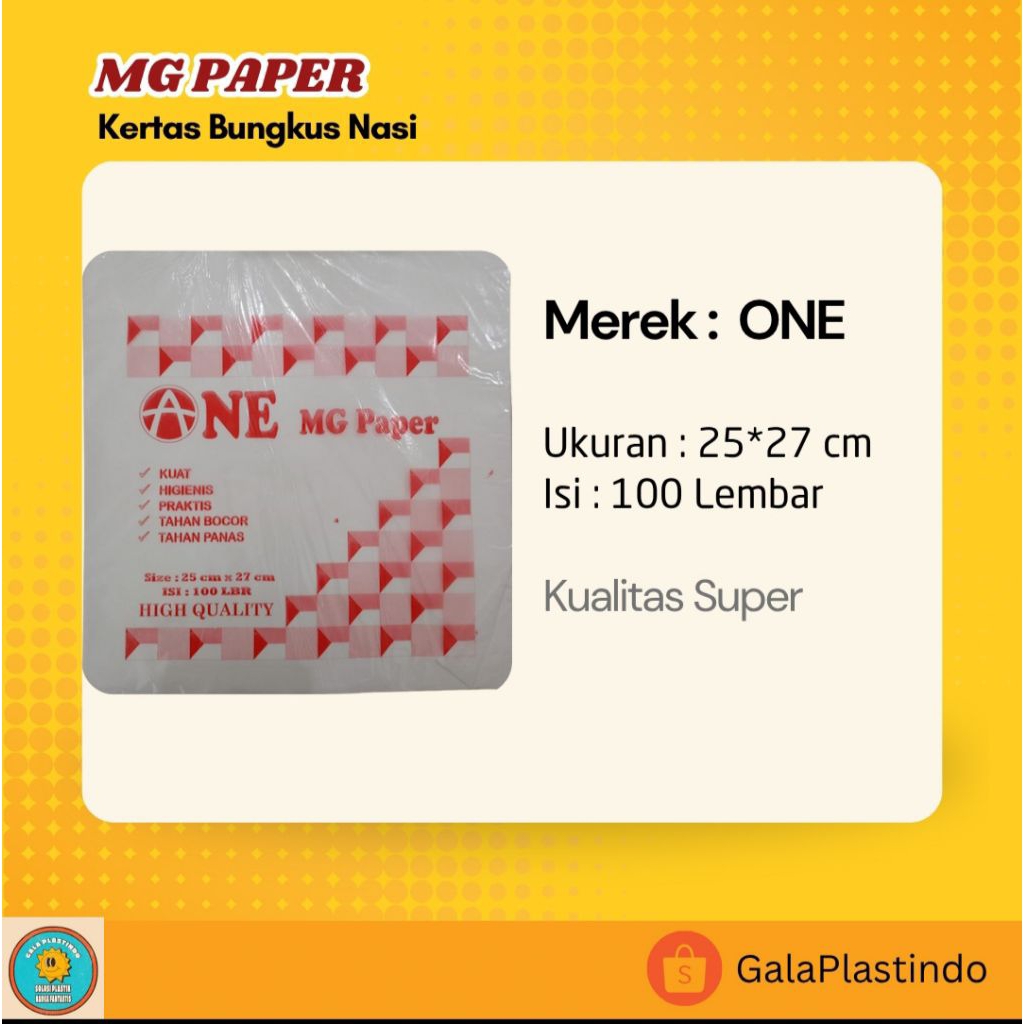 MG Paper ONE – Strong & Hygienic Rice Wrapping Paper 100 Sheets (25x27 ...
