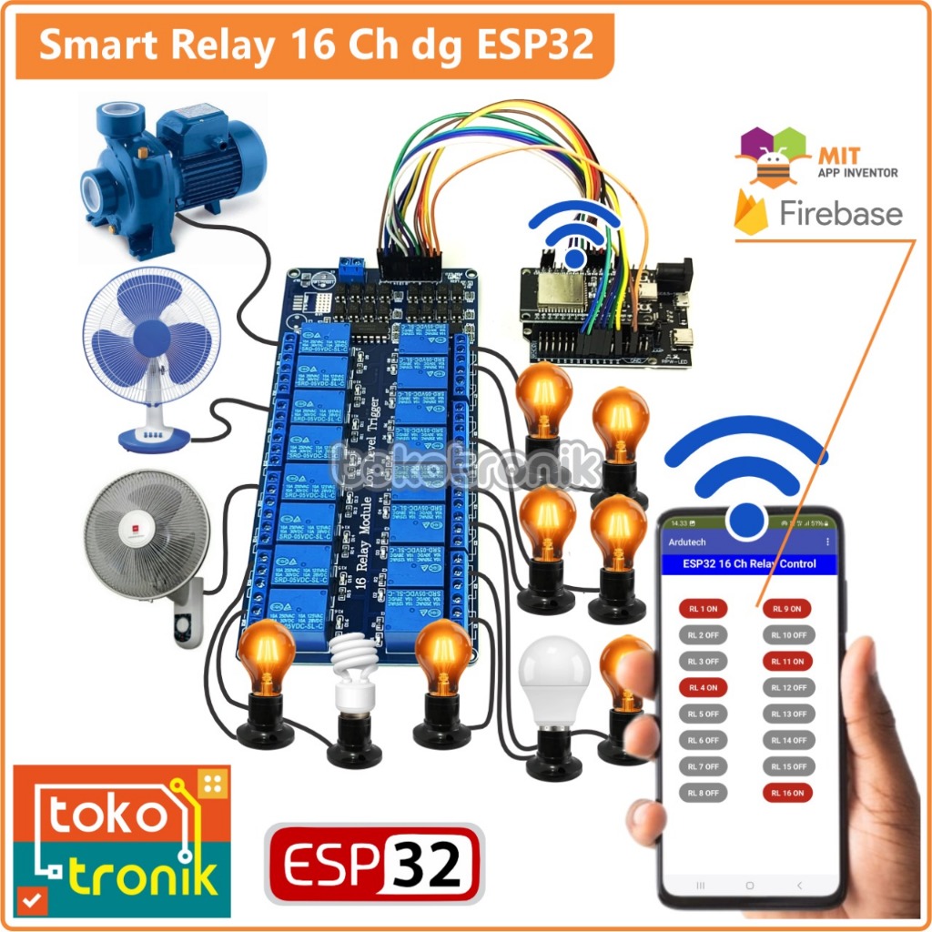 Smart Relay 16 Channels with ESP32 Internet of Things Complete with Coding and Tutorial | Shopee ...
