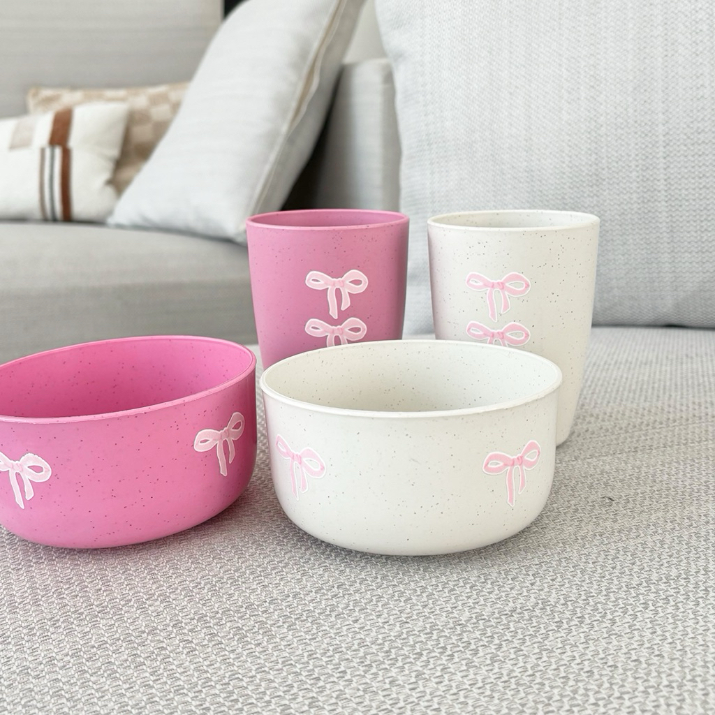 Mocorie - Cadella Coquette Plastic Mini Bowl & Cup Ribbon Coquette Bowl ...