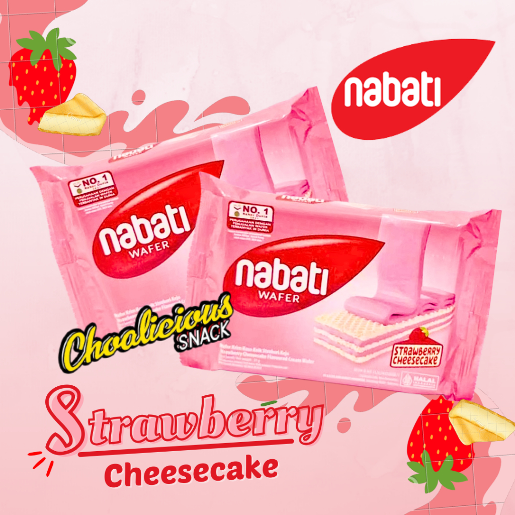 NABATI Wafer Strawberry Flavor Cheesecake Snack Biscuit @39 grams ...