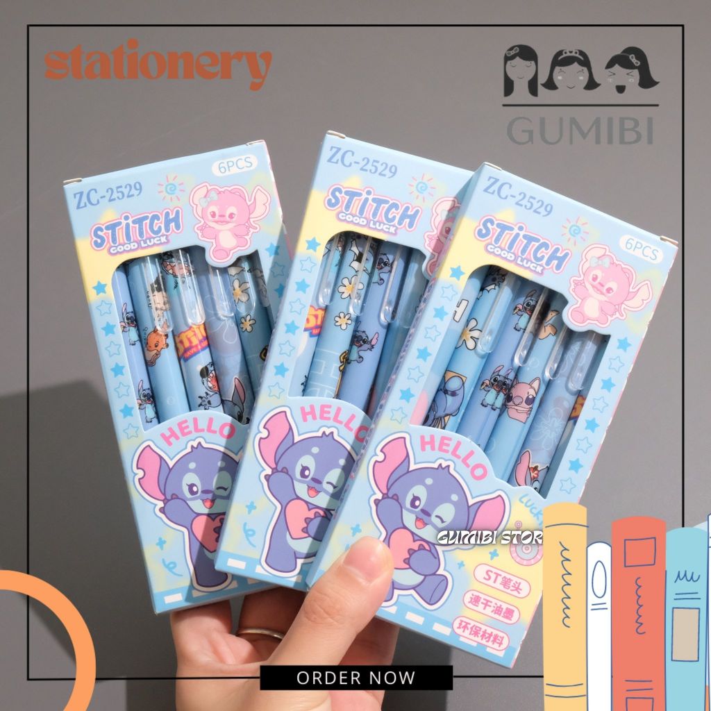 STITCH PEN 1 SET CONTAINS 6 PCS LILO STITCH PEN CETEK MEKANIK STITCH ...