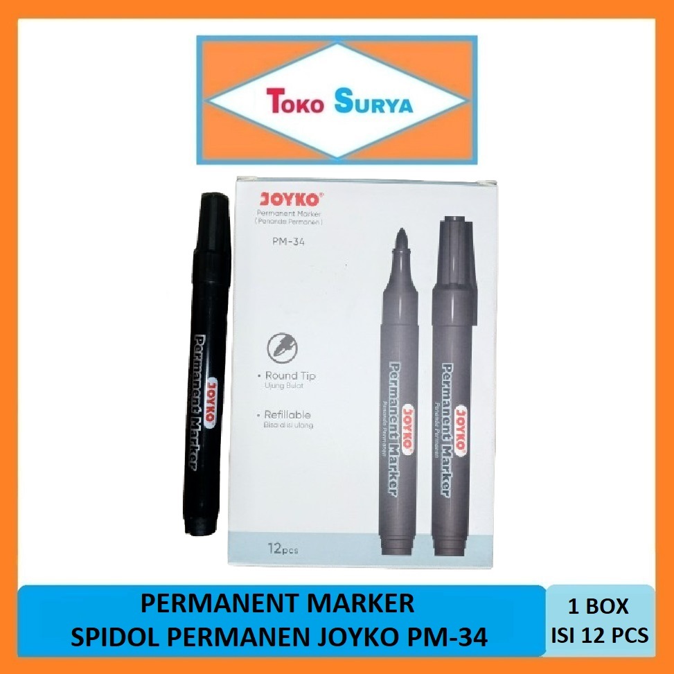 Joyko PM-34 Permanent Marker 1 Box 12 Pcs | Shopee Malaysia