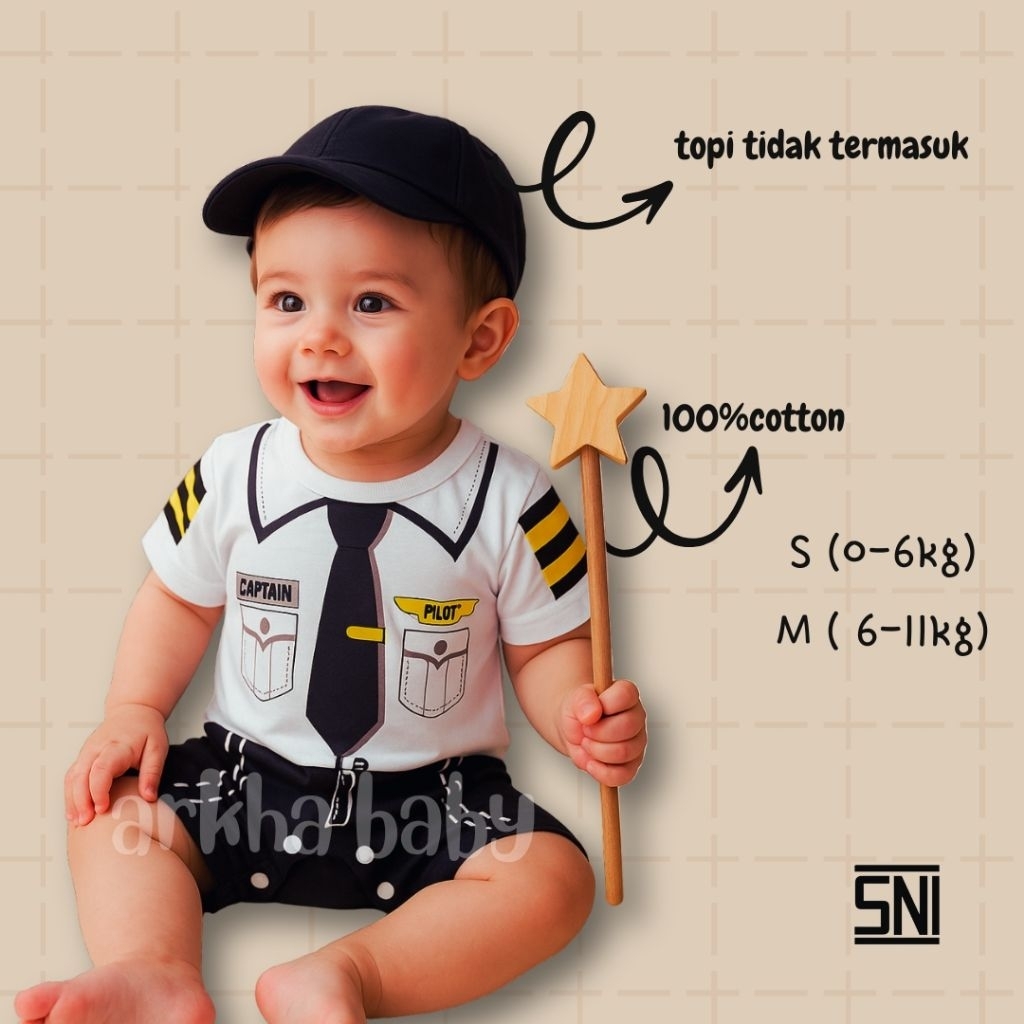 KATUN BABY ROMPER baby clothes with PILOT/BABY ROMPER motif, cotton ...