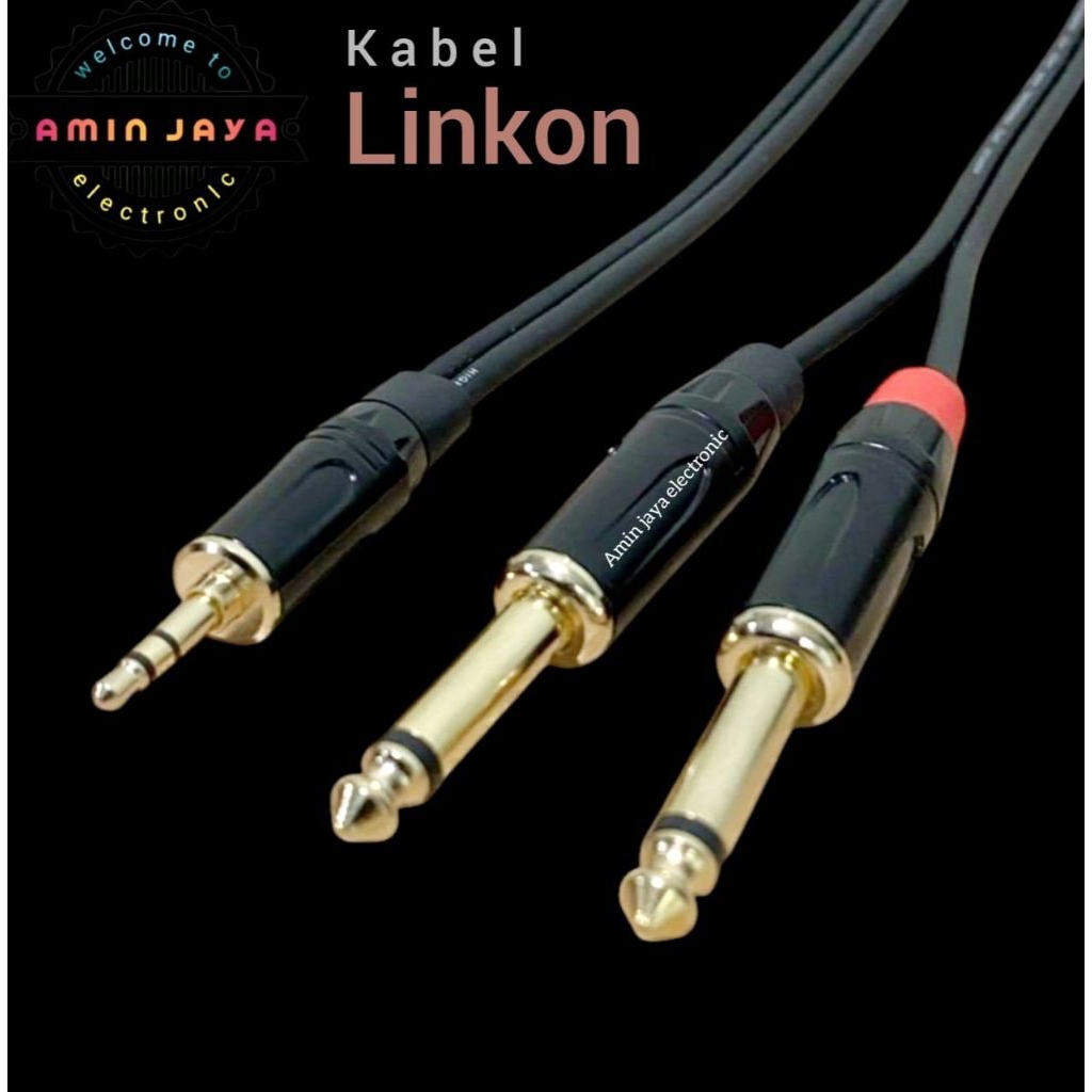 Hp to mixer cable / aux cable 3.5 to dual akai mono quality audio cable ...