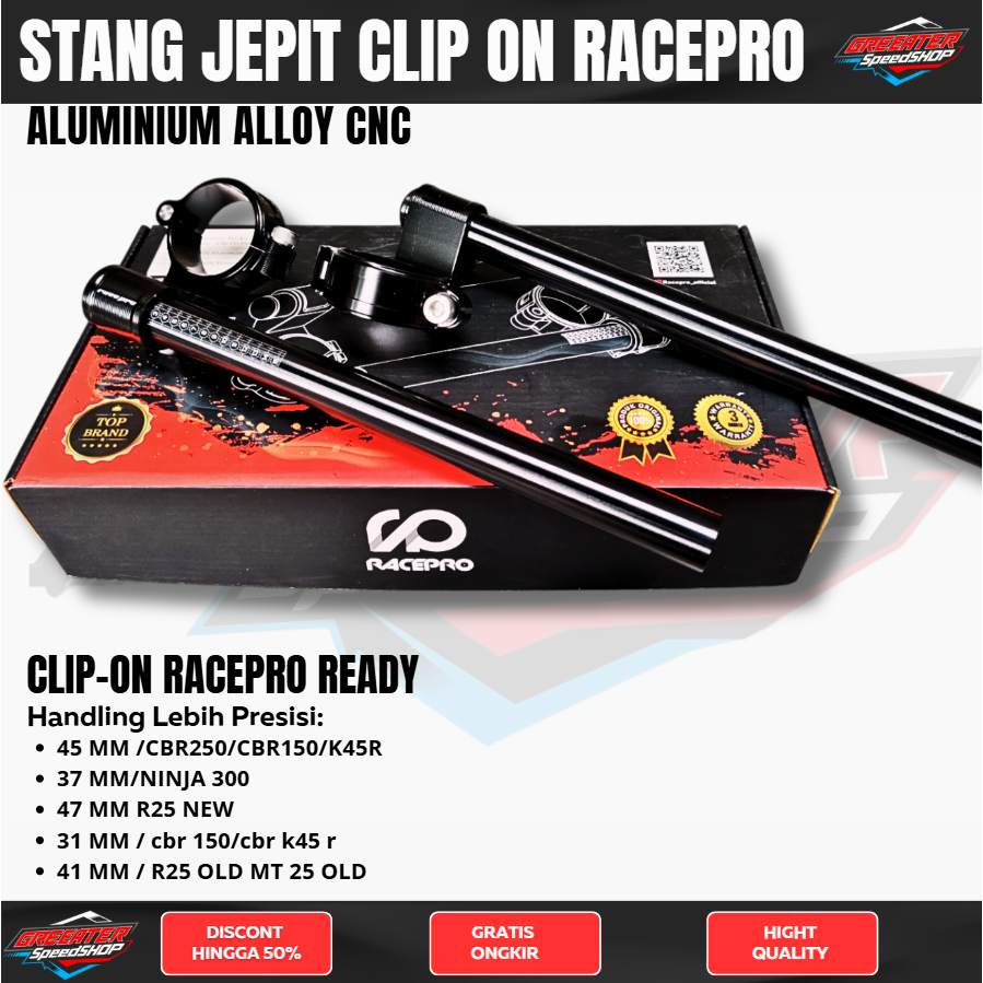Racepro Clip On Handlebar 37-45 mm drag DKT TZ Honda cbr 250RR R25 NEW ...