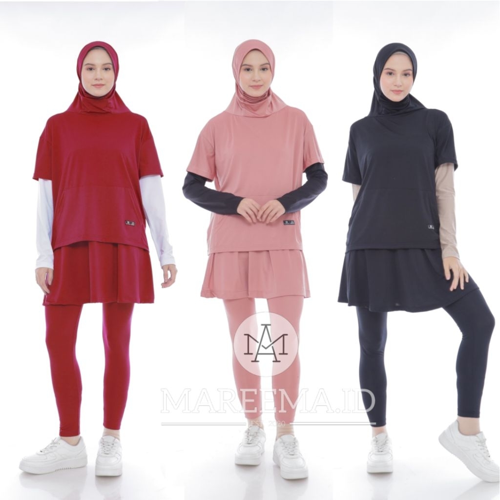 Latest 3 In 1 Women's Tracksuit Set Leggings Skirt Skirt Women's Sport ...