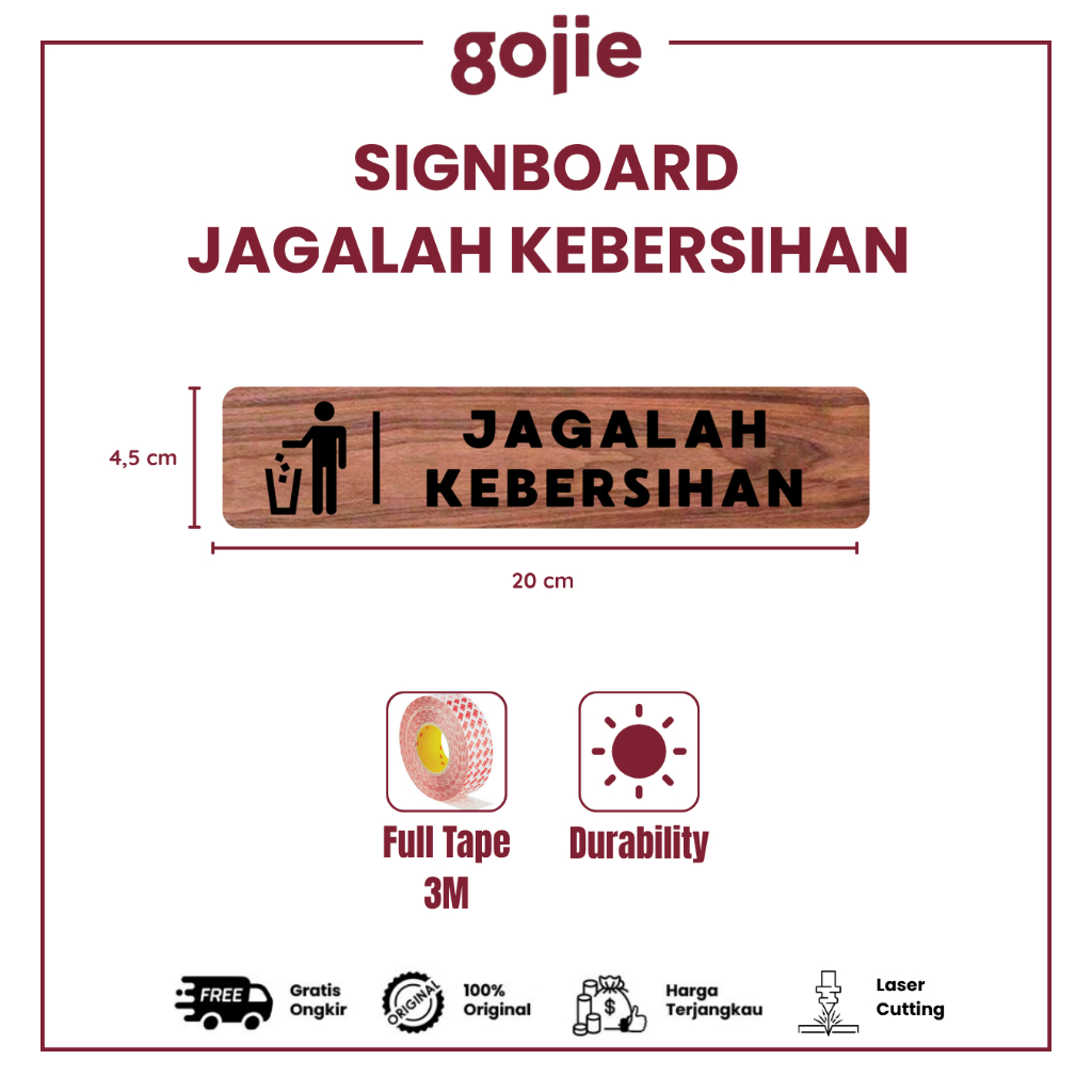 UNIQUE WOODEN CLEANING SIGN BOARD | SIGNAGE WOOD PATTERN FULL TAPE 3M ...