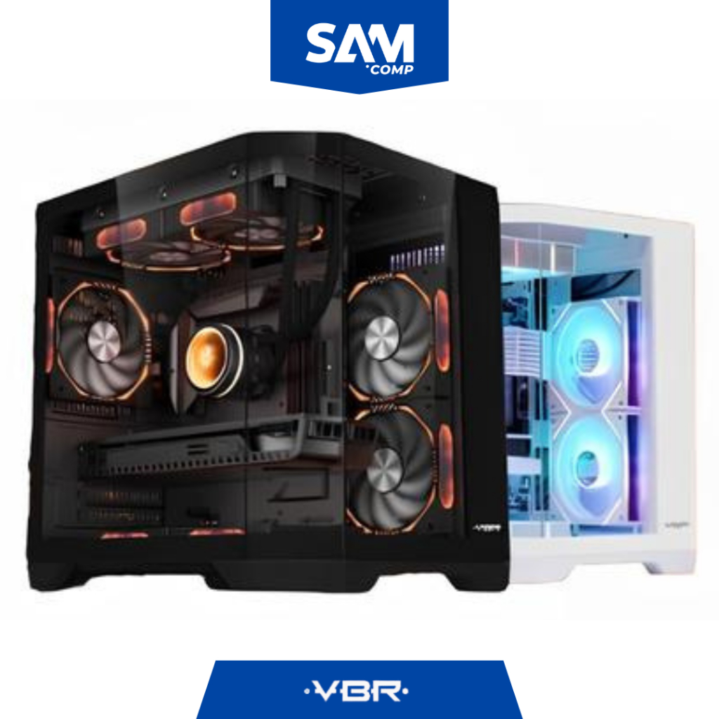 VBR Z7 Modern Aesthetic Dual Chamber White & Black | M-ATX Case PC ...
