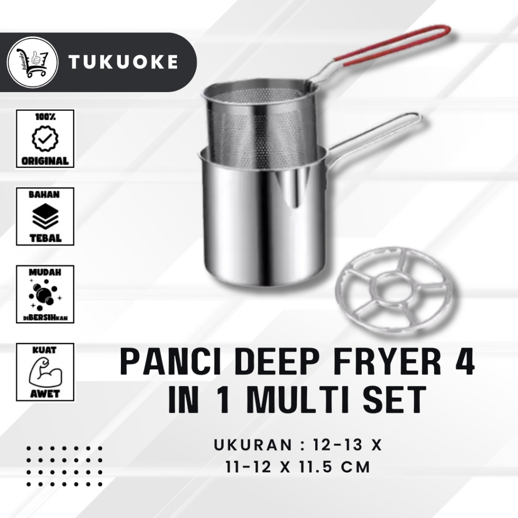 Deep Fryer Pan 4 in 1 Multi Set Boiling Stainless Steel Frying Pan ...