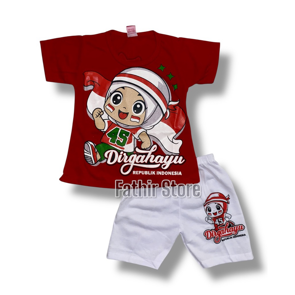 MERAH GIRLS' RED AND WHITE HIJAB CLOTHING SET FASHION MERDEKA INDONESIA ...