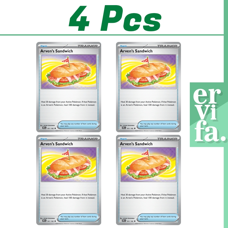 4 Pcs Arven Sandwich Trainer Items Pokemon TCG ENGLISH Design Rivals ...