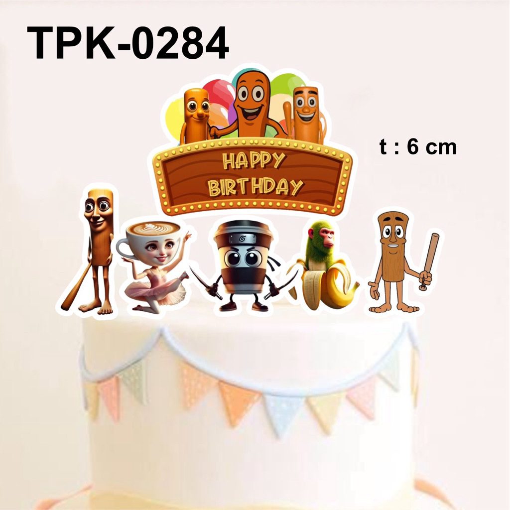 TPK284 - Cake Pick Decoration Cake Topper Cardboard Tung Tung Sahur ...