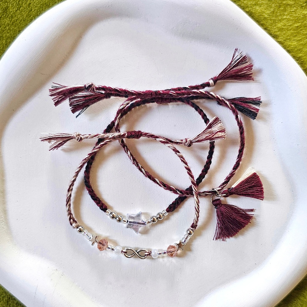 ELMAO Rope Bracelet A Set of Maroon Bracelets Cute Beaded Bracelets ...