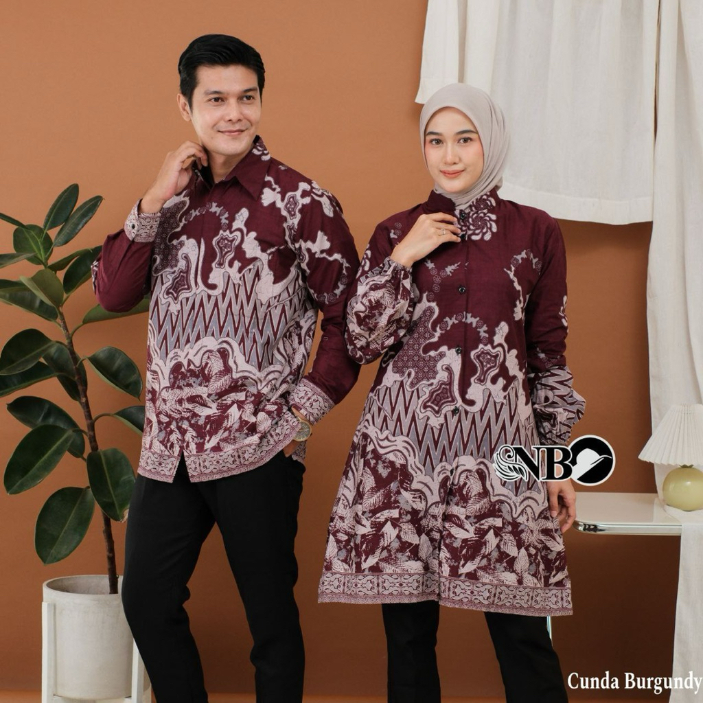 KEMEJA Modern Batik Tunic Couple Clothes Set Men's Long Batik Shirt ...