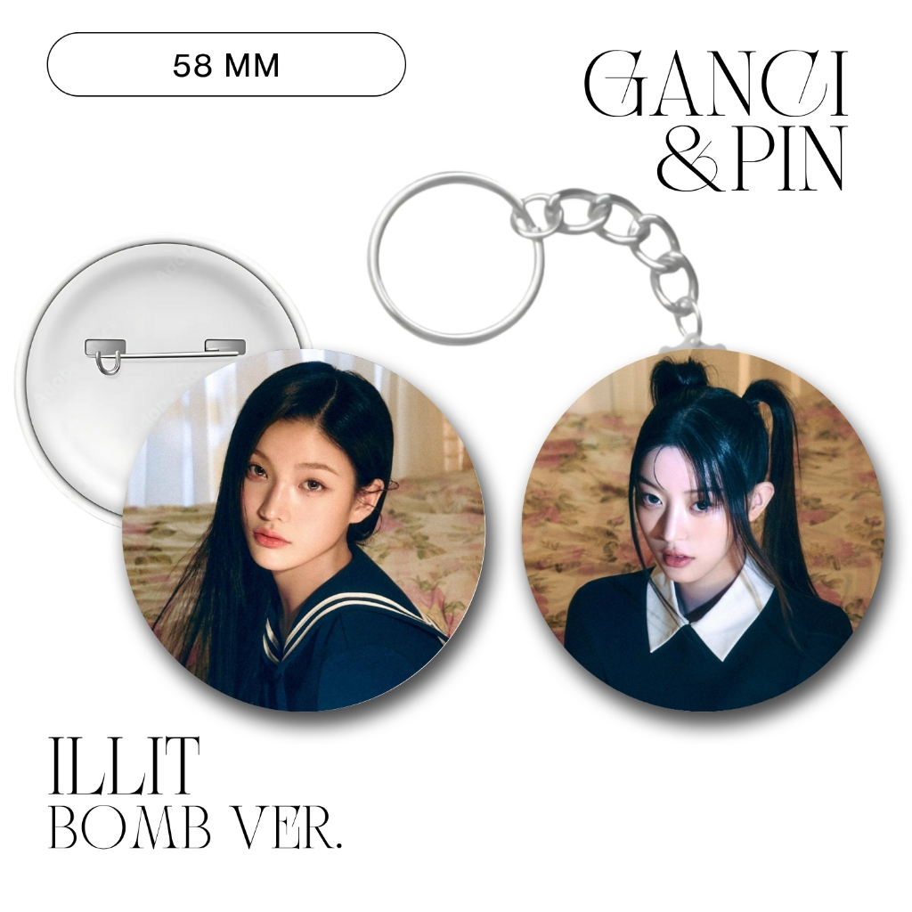 GANTUNGAN GANCI ILLIT PIN BOMB KEYCHAIN 58 MM KEYCHAIN KPOP UNOFFICIAL ...