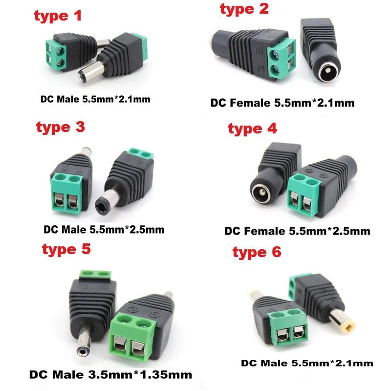 CCTV Connector Adapter socket jack socket DC Female Male 5.5mm | Shopee ...