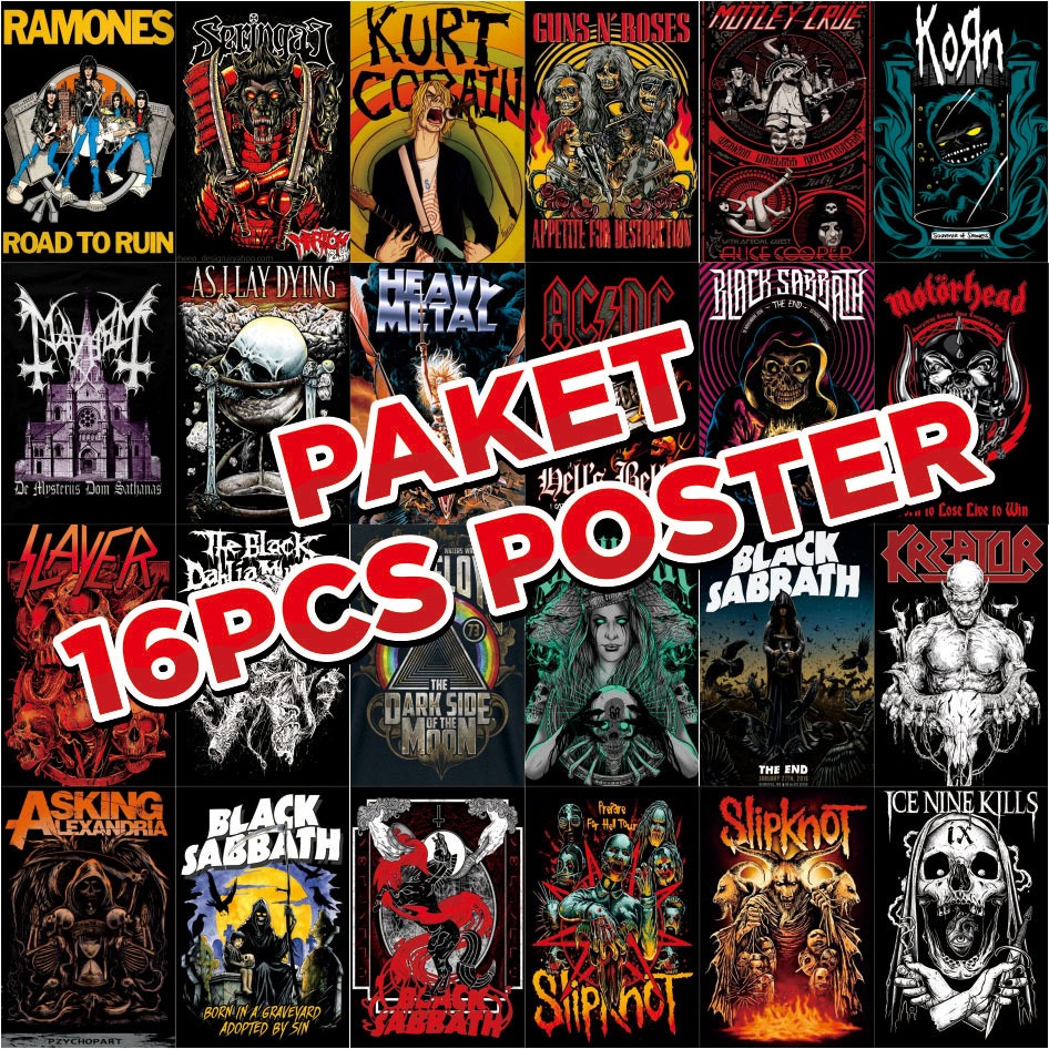 METAL BAND Poster - Pack of 16 pcs | Shopee Malaysia