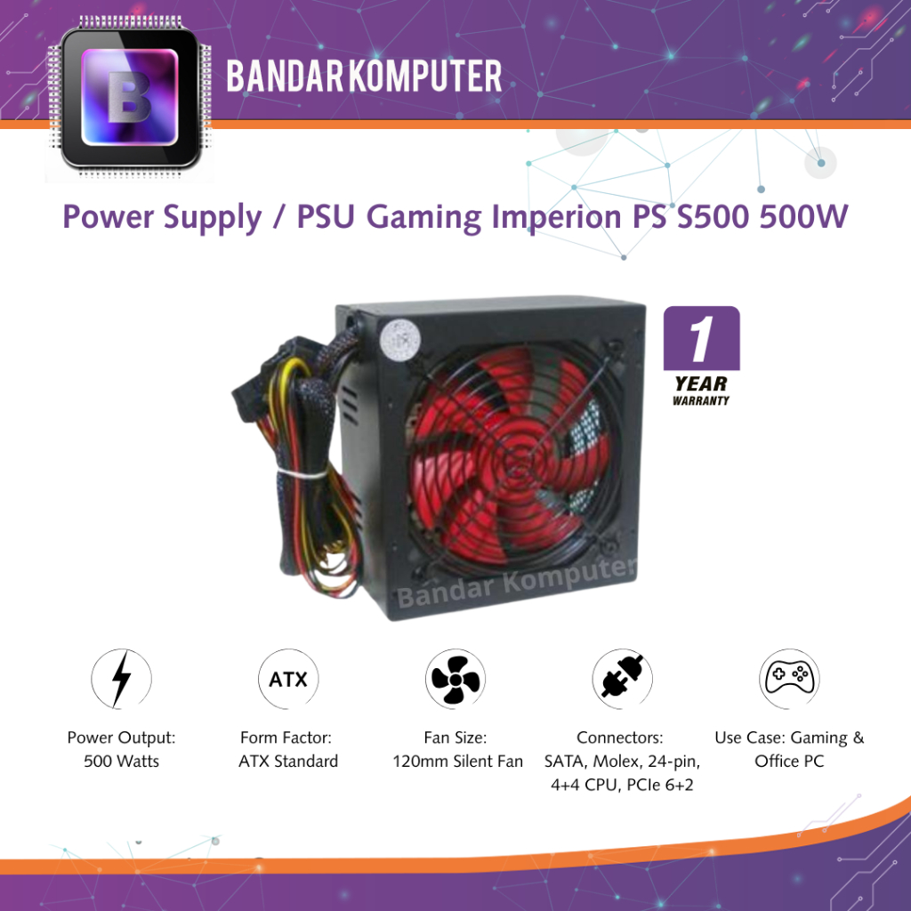 Power Supply PS S500 500W Imperion Gaming PSU/ | Shopee Malaysia