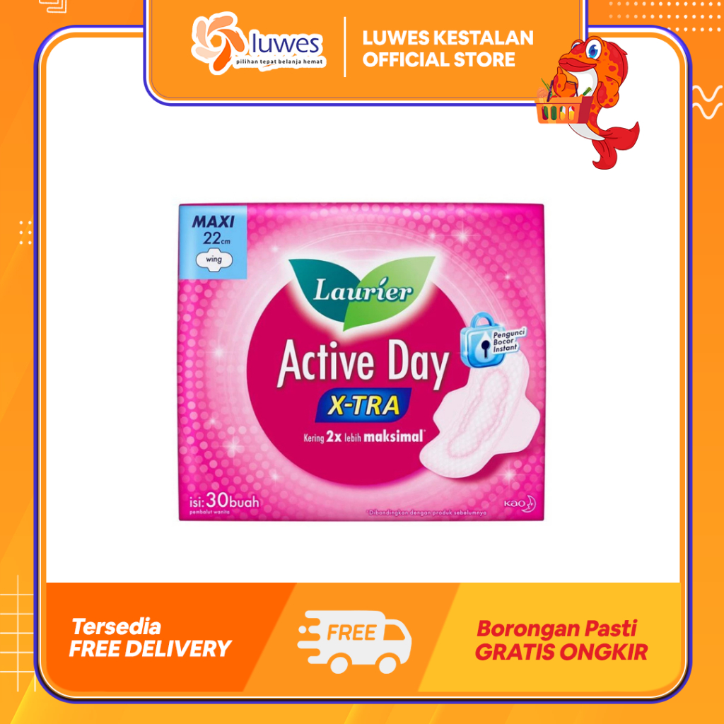 Laurier Active DAY X-Tra Sanitary Napkins 22cm 30 Wings Maximum ...