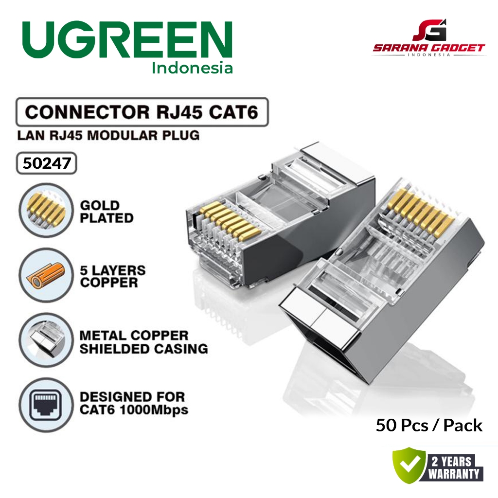 UGREEN 50247 RJ45 CAT6 LAN Connector Modular Gigabit Jack Plug LAN ...