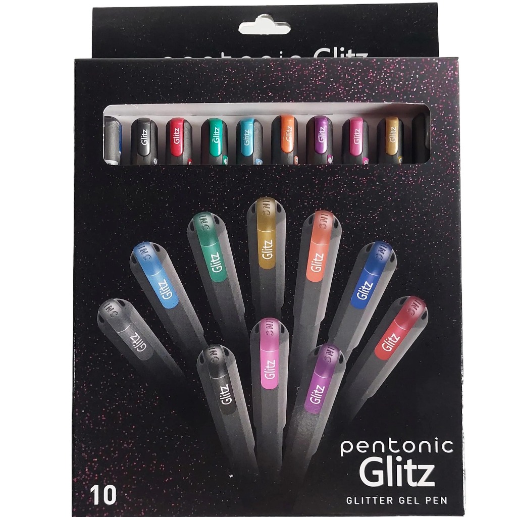 PENTONIC GLITZ GEL PEN GLITTER 1.0 mm SET OF 10 PCS | Shopee Malaysia