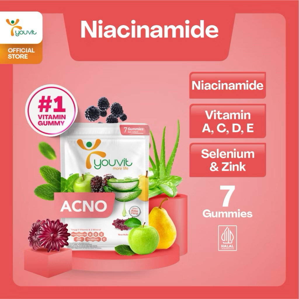 Niacinamide Gummy for Anti-Acne | Youvit AcNO 7 Days with Vitamin A ...