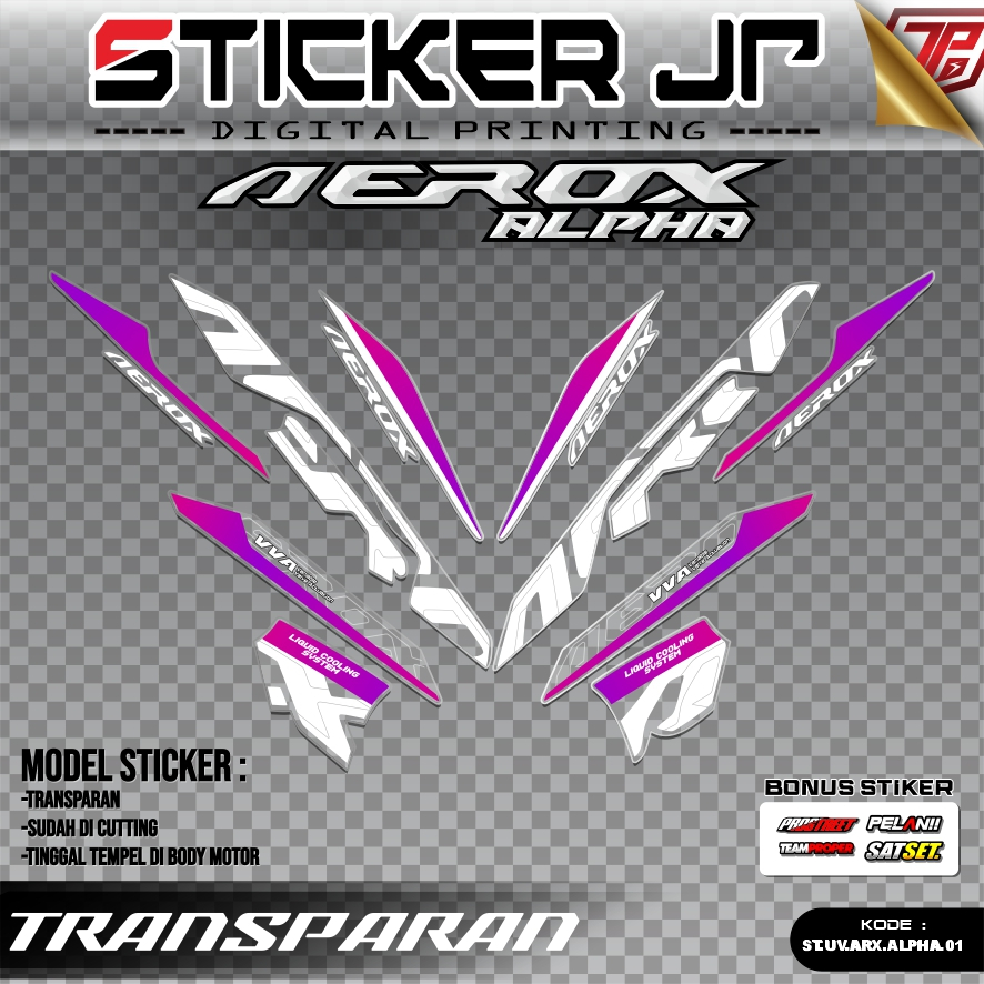 Aerox Alpha 2025 Transparent Sticker. Already cut Striping. Aerox Cyber ...