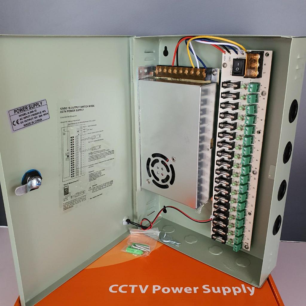 Power Supply Box 12volt 20 Ampere + fan / Psu cctv box 12v - 20a ...