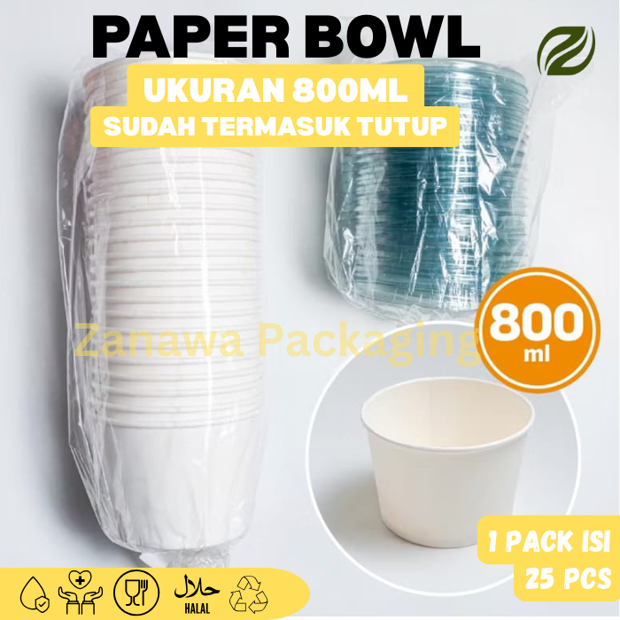 White Kraft Paper Bowl 800ml Food Grade Lamination Rice Bowl Paper Bowl ...