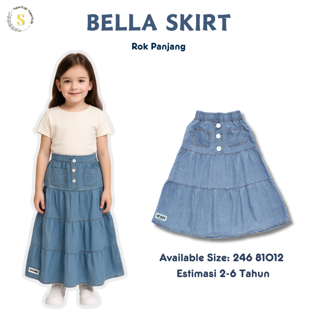 BELLA SKIRT Children's Jeans Skirts 2-6 Years Girls' Long Skirts Jeans ...