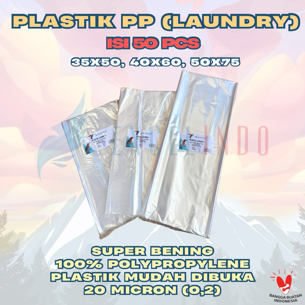 (1 Pack Contains 100 pcs) MANNA Clear and Thin PP Laundry Plastic 0.2 ...