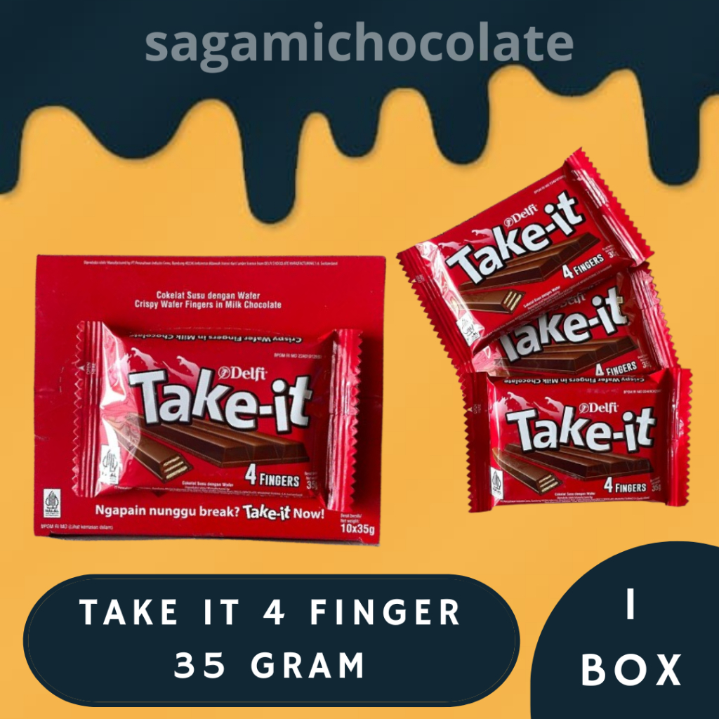 DELFI TAKE IT 4 FINGERS MILK 35 GRAM 1 BOX CONTAINS 10 | CHOCOLATE WAFER | Shopee Malaysia