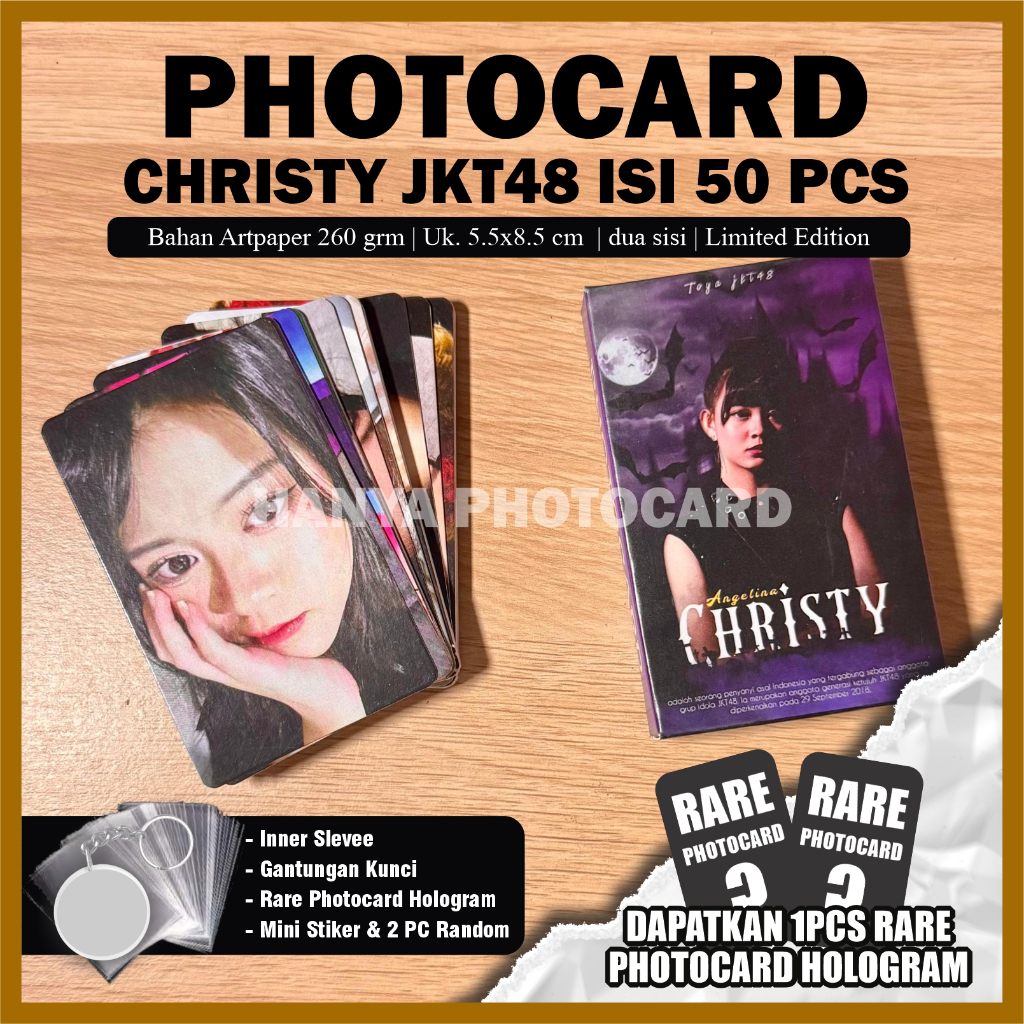 GANTUNGAN "Double-sided Christy JKT48 Photocard Contains 50 Pcs (Free ...