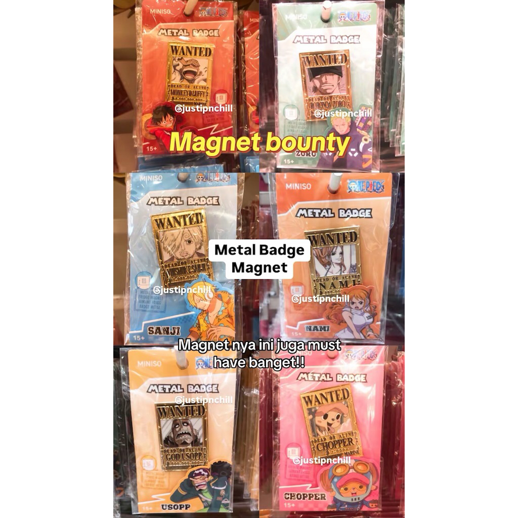miniso X ONE PIECE MAGNET BOUNTY LUFFY, ZORO, SANJI, NAMI, USOPP ...
