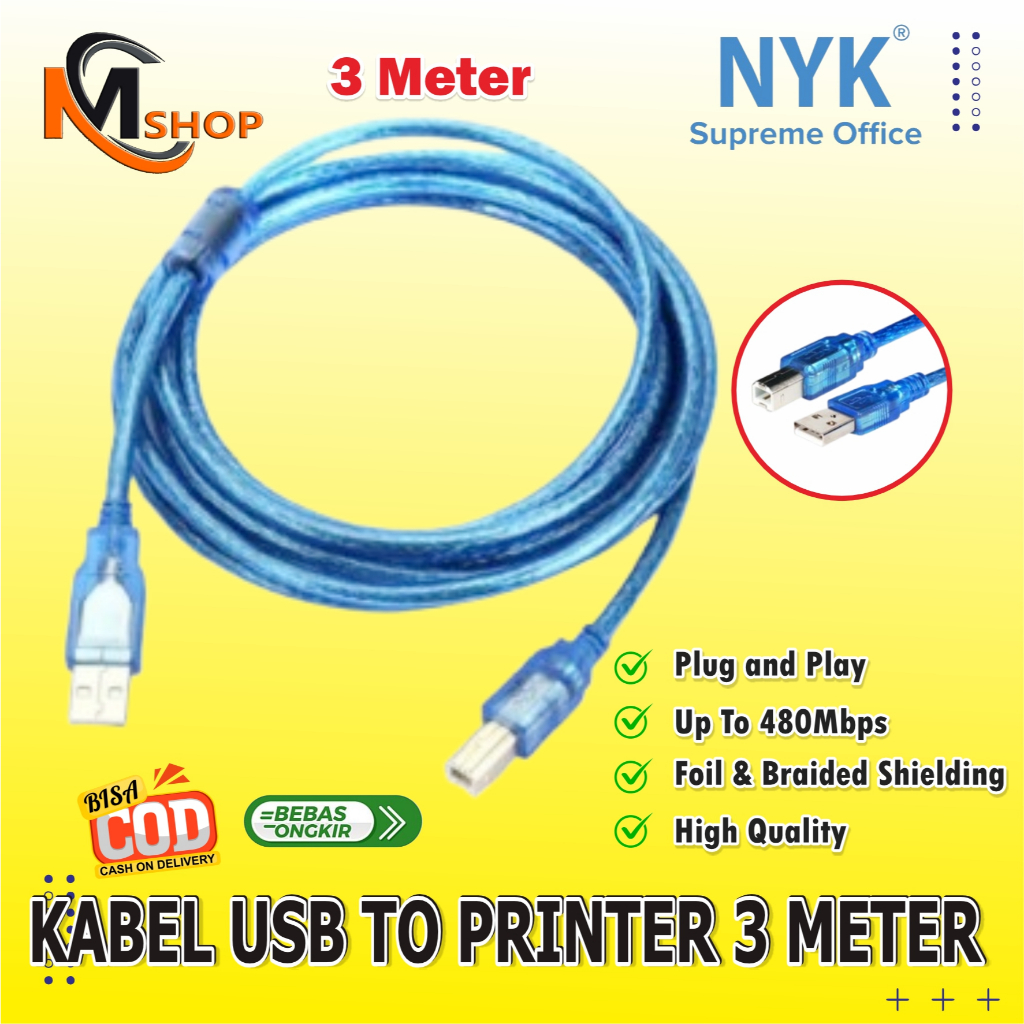 3M USB To Printer Cable / 3 Meter Printer Cable | Shopee Malaysia