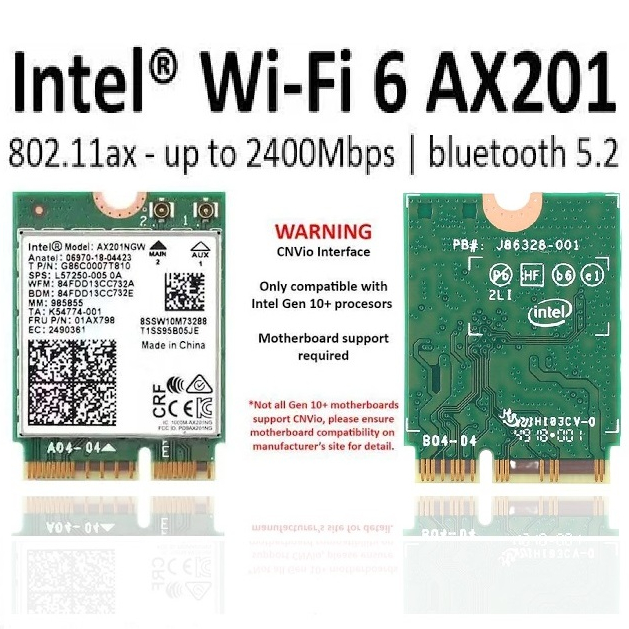 Wireless Card Internal Wi-Fi BT Bluetooth BLE Intel Series AzureWave ...