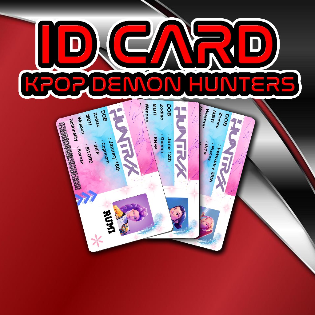 PVC ID CARD RUMI,ZOEY, MIRA KPOP DEMON HUNTERS PREMIUM QUALITY ID CARD ...