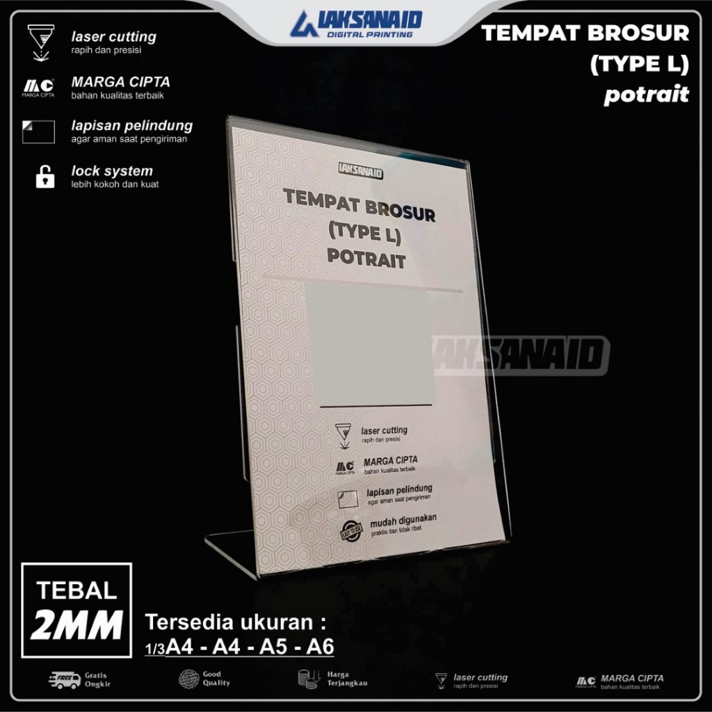 Acrylic Brochure Holder DISPLAY/ BOX L-shaped Portrait laser cutting ...