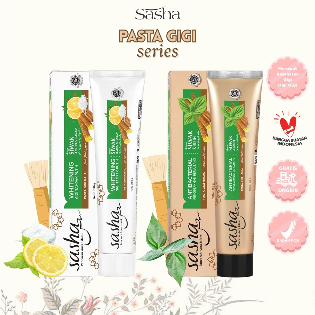 SASHA Antibacterial Whitening Toothpaste Siwak Betel Lemon & Salt ...