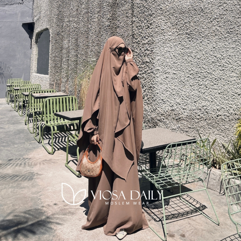 Viosa Daily - Soora Abaya Khimar Anti UV Outfit Syari Umrah Hajj Free ...