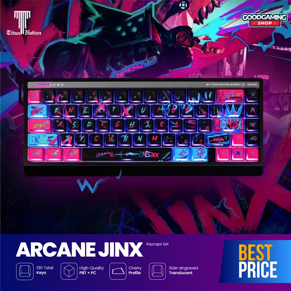 Titan Nation Arcane Jinx Cherry Profile Heigh 130key+backlight KEYCAPS ...