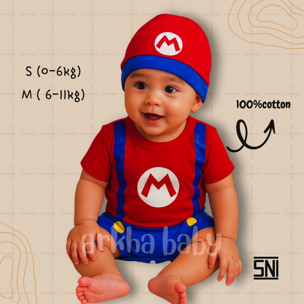 KATUN BABY CLOTHES BABY COSTUME BABY JUMPER MARIO CHARACTER/ JUMPSUT ...