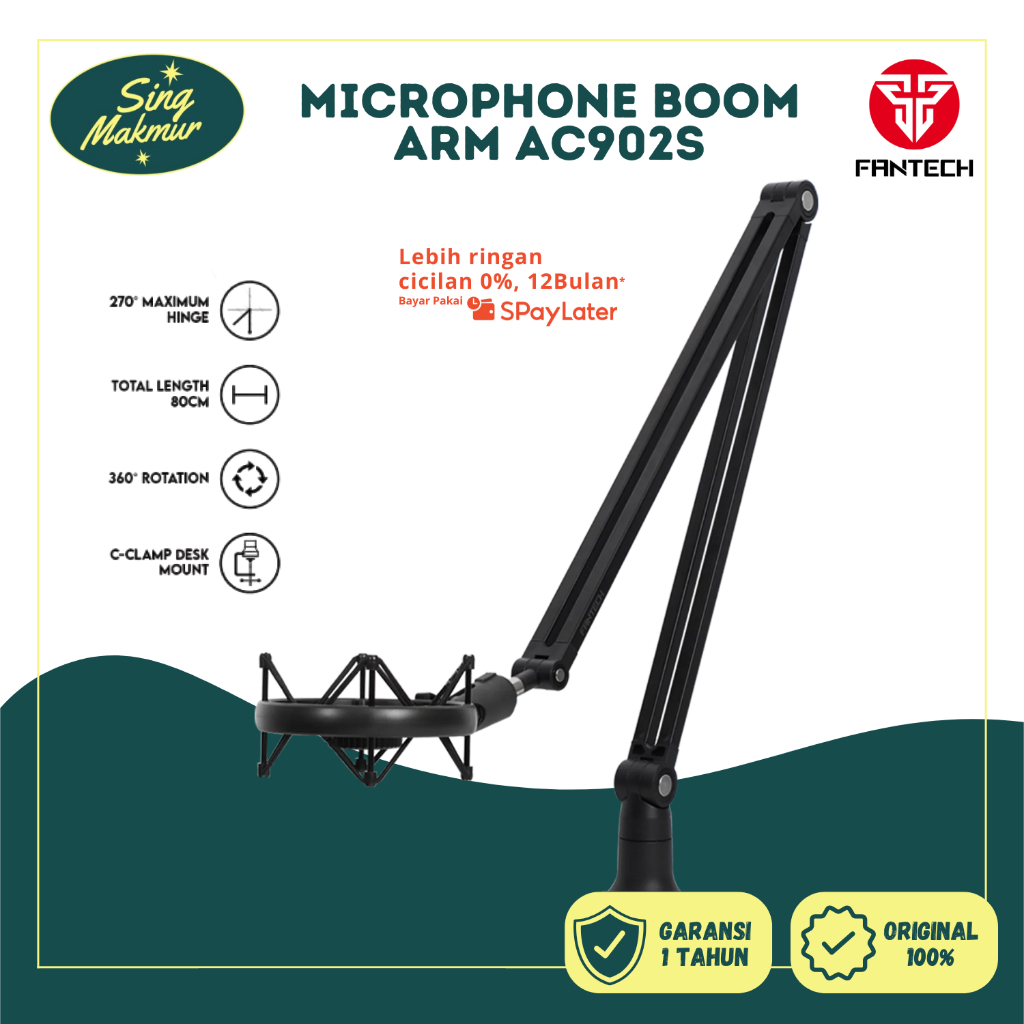 FANTECH AC902s ADJUSTABLE MICROPHONE STAND Table Mic Stand Boom Arm for ...