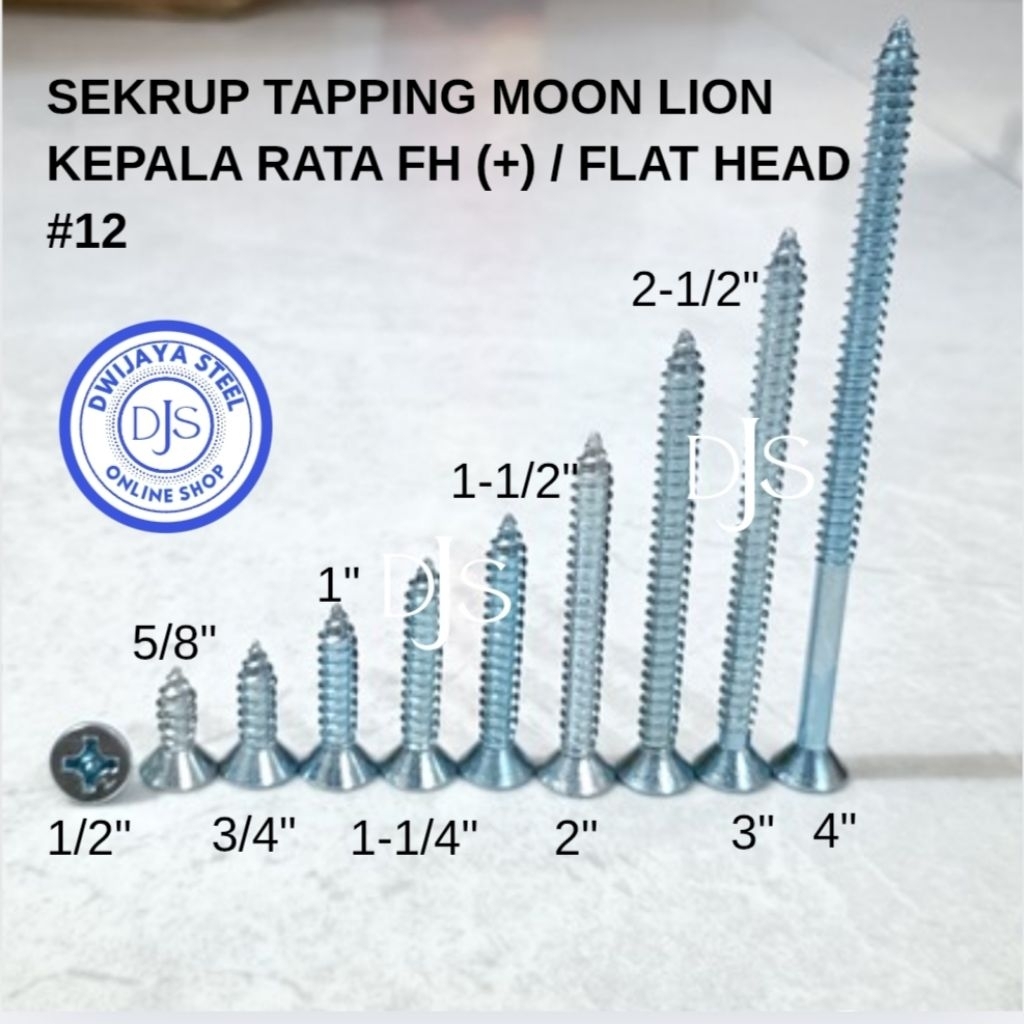 100PCS TAPING FAB (+) WHITE TAPPING SCREW fh (+) MOON LION 12 1CM - 7CM ...