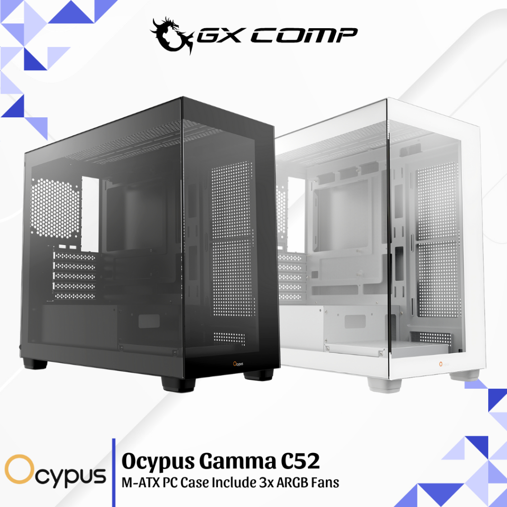 Ocypus Gamma C52 Black & White Free 3x ARGB Fan M-ATX Mini Tower ...