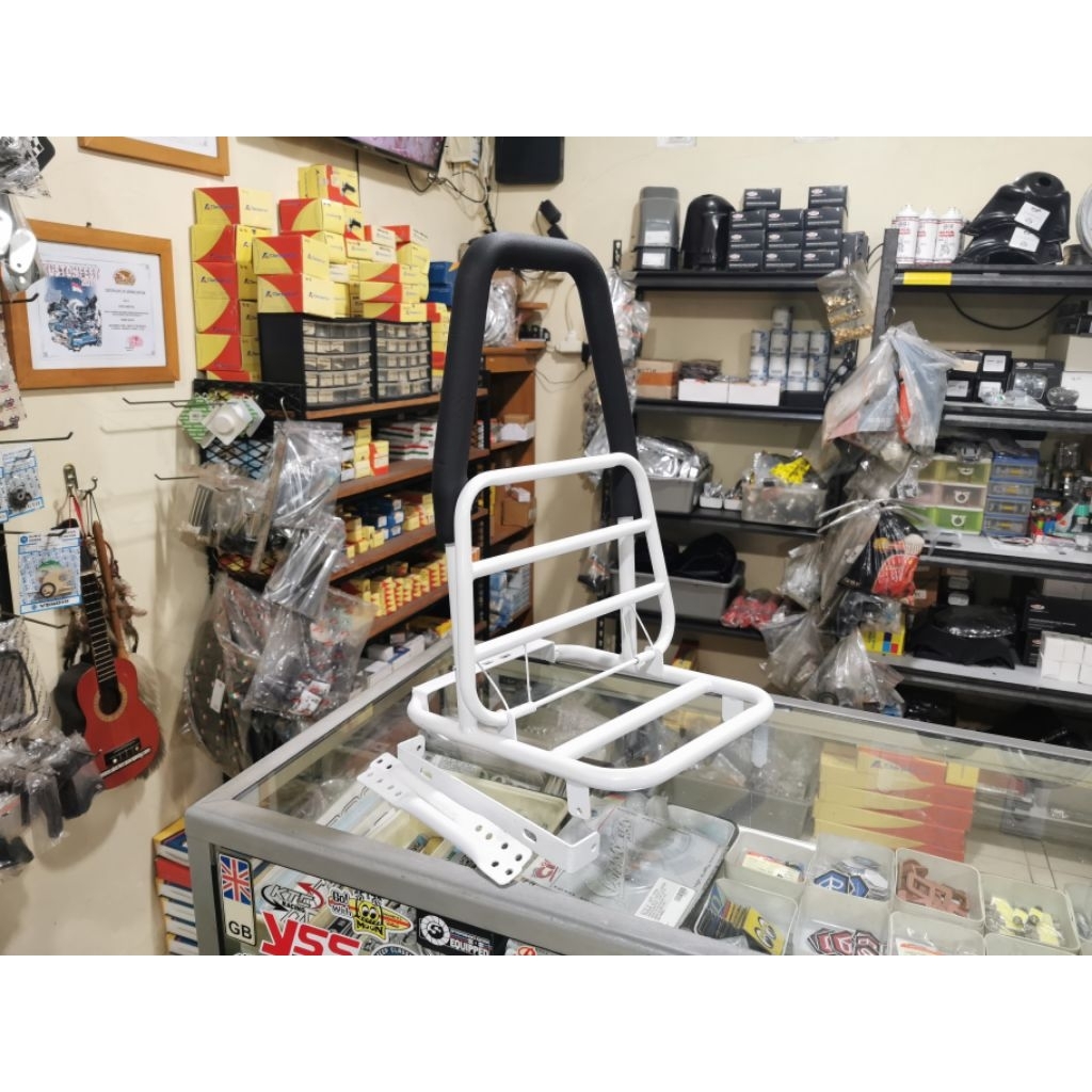 Backrack Vigano 2in1 Folding Rear Rack White Vespa PX PXE PS Super ...