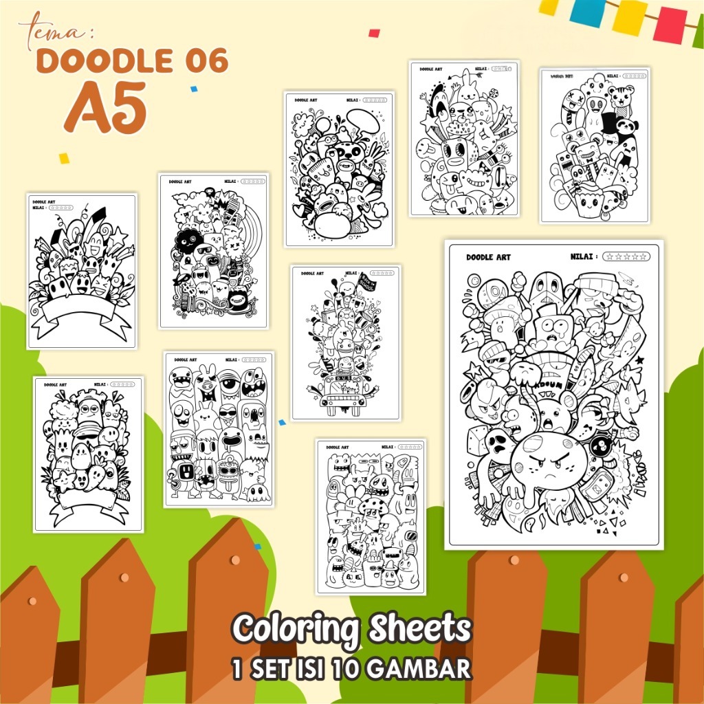 (A5) CHILDREN'S COLORING PAPER - COLORING SHEETS DOODLE CODE 06 ...